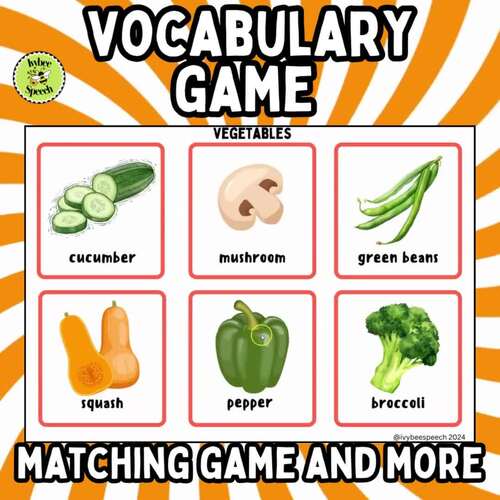 Vocabulary Matching Memory Game by Ivybee Speech | TPT