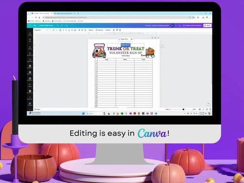 Trunk or Treat Volunteer Sign Up Sheet | Halloween PTO-PTA Fundraiser