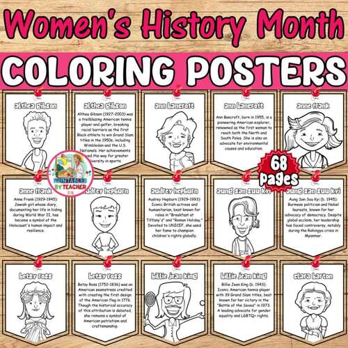 Women's History Month biography cloring posters | bulletin board ...