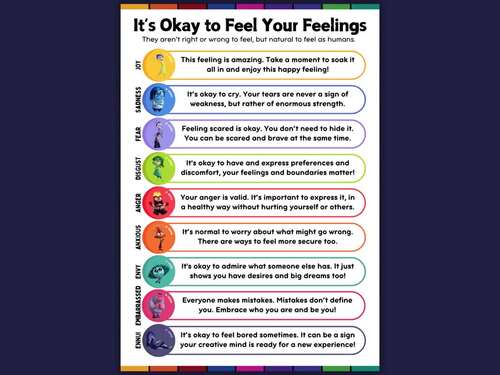 Inside Out 2 Feel Your Feelings Poster | Classroom Decoration | Calm ...
