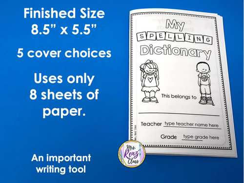 Personal Spelling Dictionary BUNDLE -5 Dictionaries- Digital & Print Gr ...