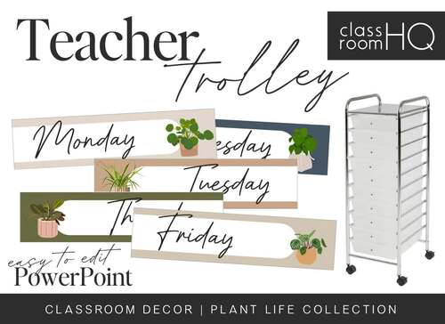 Plant Theme 10-Drawer Rolling Cart Trolley Labels PLANT LIFE Classroom ...