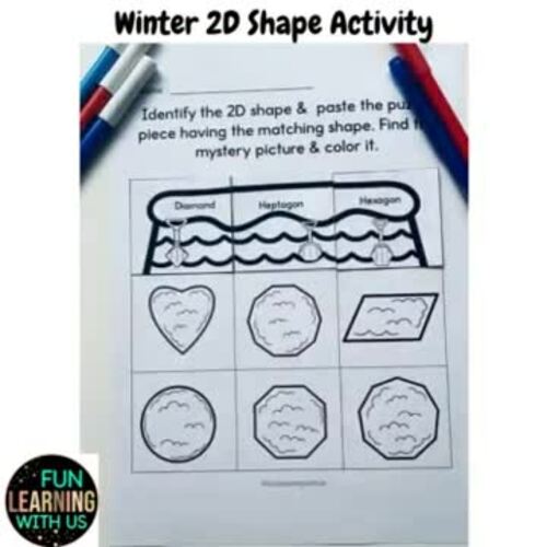 Winter 2D Shapes Activity | Snowball & Shovel Shape Puzzles & Task Cards