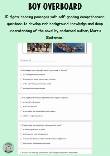 Boy Overboard - Paired Reading Passages + Self-Grading Comprehension ...