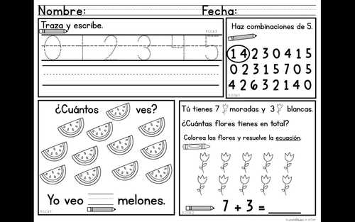Back to School Math Morning Work in Spanish by Immersion in Action