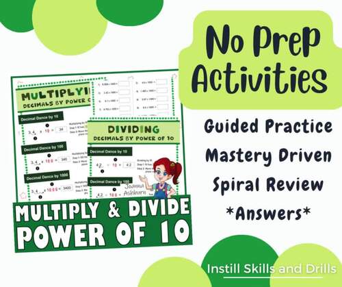 Multiply and Divide Decimals by Power of 10 Practice Worksheets & Video ...