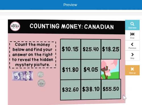 Counting CANADIAN Money Spring Mystery Picture Digital BOOM Cards™