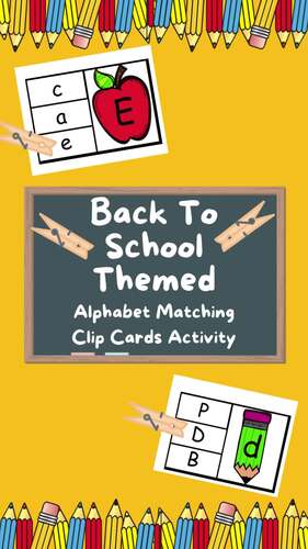 Alphabet Letter Recognition Upper and Lowercase Matching Clip Card Set