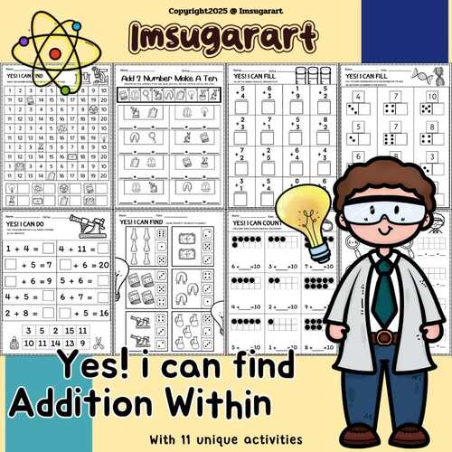 Yes! I can find! Addition Within 10 Fun Math Practice Worksheets by ...