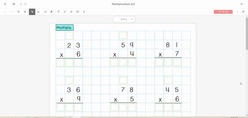 2 Digit by 1 Digit Digital Multiplication Activity for Classkick