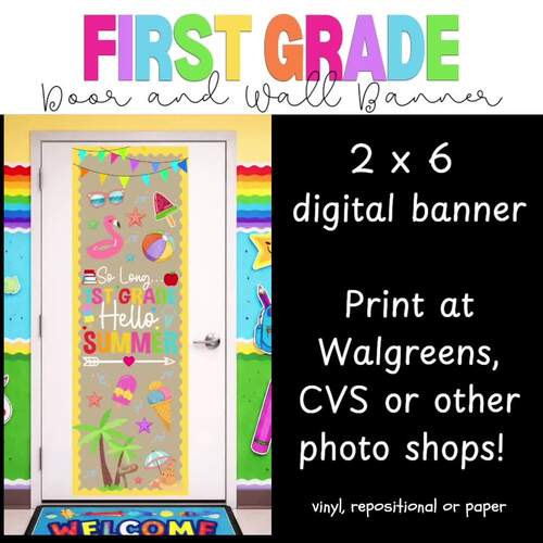 Last Day of First Grade Graduation Banner | End of Year Wall & Door ...