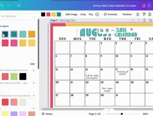 Class Calendar Template | Groovy Retro | Customizable Teacher Calendar