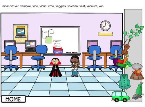 Sound Loaded Articulation Scenes BOOM CARDS V Sound (Distance Learning)