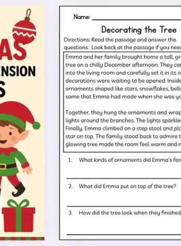 Christmas Reading Comprehension Passages (Grades 1-3) by SproutandSparkle