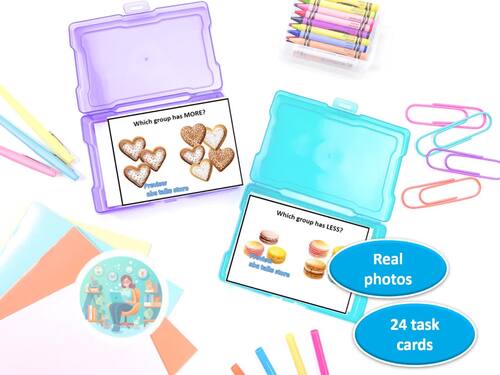 More or Less? visual Comparison. Quantity task card by ABA talks store
