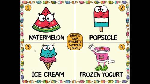 Summer Four Corners Game with 20 Slides | 4 Corners End of Year Activities