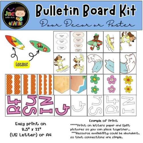 Surfing into Summer Bulletin Board Kit End of Year Classroom Door Decor ...