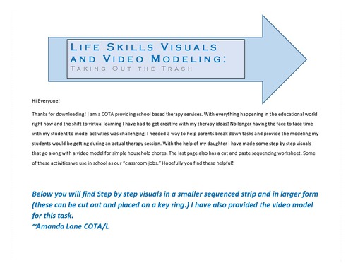 Life Skills: "Taking Out the Trash" Step-by-step Visuals, Video Model ...