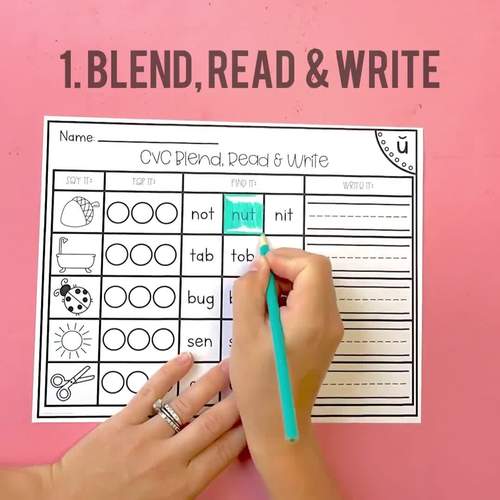 CVC Words SHORT U Worksheets Packet | No Prep by Girlfriends' Guide to ...