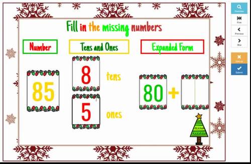 Christmas Math Boom Cards Place Value Games Expanded Form 1st Grade Math