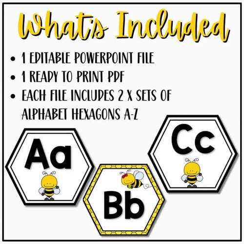 Bee Alphabet Honeycombs | Alphabet Posters A–Z | Uppercase & Lowercase ...