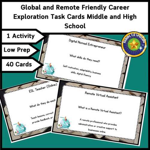 Global and Remote Friendly Career Exploration Task Cards Middle and ...