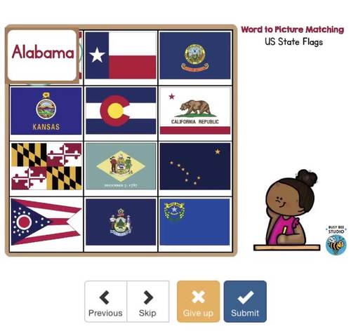 US State Flags | Word to Picture Match Set 1 | Boom Cards | Distance ...