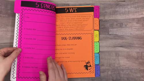 Poetry Portfolio Booklet with Tabs - Writing Unit with Poems Activities ...