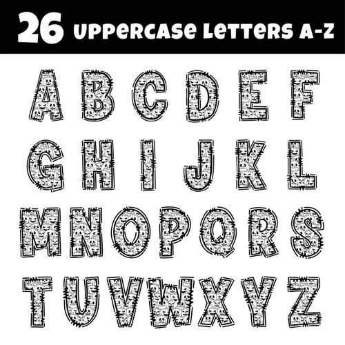 Halloween Pumpkin Black and White Letters and Numbers | Jack O’Lantern ...