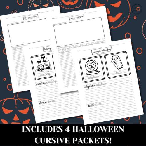 Cursive Halloween Writing Prompts Bundle | Fun Festive October Activities