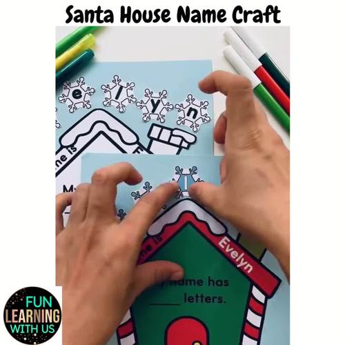 Santa House Name Crafts | December Editable Name Craft Activity | TPT