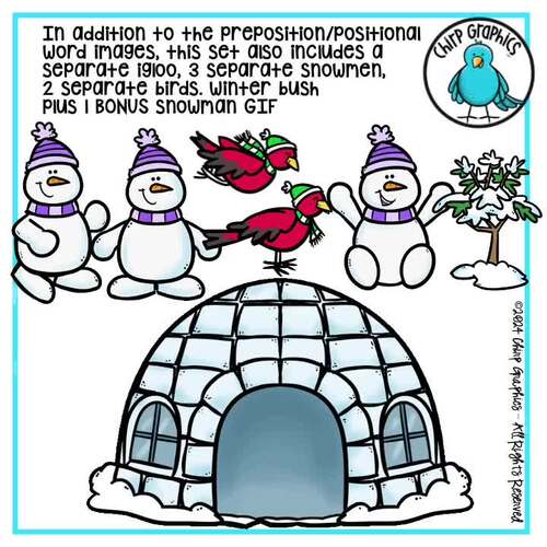 Snowman Prepositions Clip Art Set by Chirp Graphics | TPT