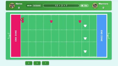 Interactive Football Division Game | No Prep Math Fact Fluency Games 3 ...