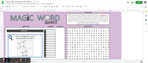 Properties of Translations Digital Self Checking Activity for 8th Grade ...