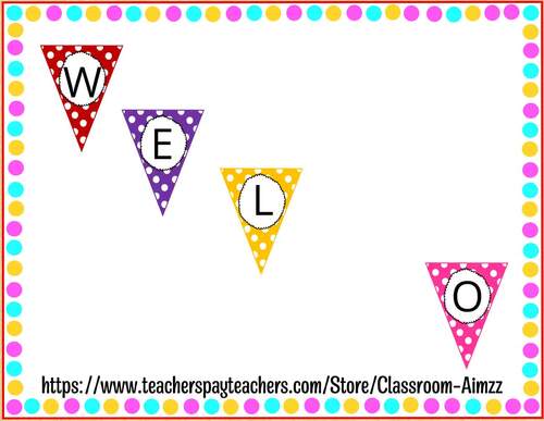 Printable Polka Dots Bunting Banners, Editable Classroom Bunting ...