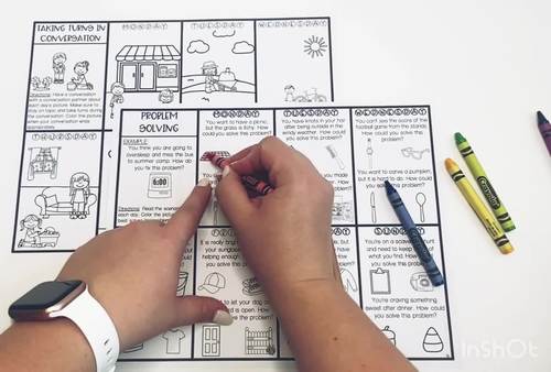 Fall Social Language Homework Color Sheets for Speech Therapy by Speech Tea