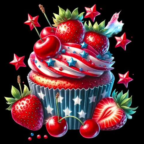 Cupcake Watercolor For 4th of July Clipart by Millionair3Designs