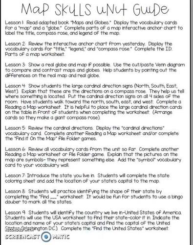 Map Skills Unit - Special Education Social Studies - Map Skills Worksheet