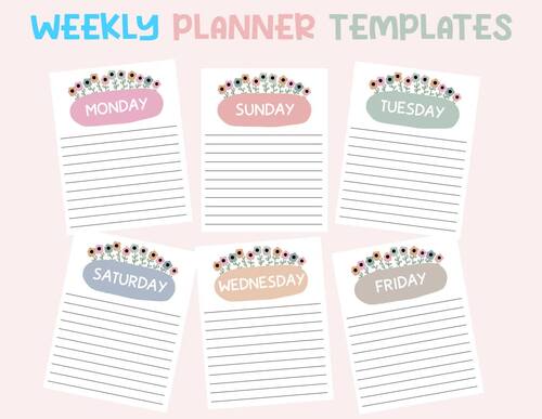Printable Boho Weekly Planner Templates for Teachers, Weekly Schedule ...