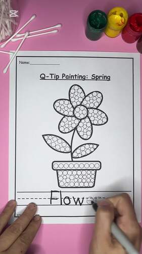Spring Q-Tip Painting | Fine Motor Activity | Bee, Bird, Flowers, Butterfly