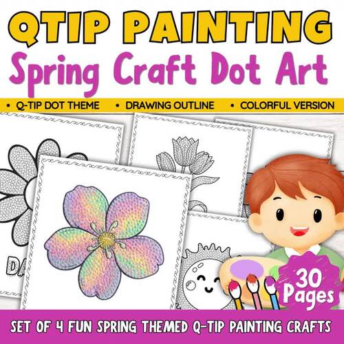 Spring QTip Painting Craft Dot Art Fine Motor Activity | Preschool ...