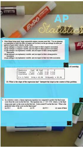 LSRL, Regression and Correlation PPT Review Activity (Stat/AP Statistic ...