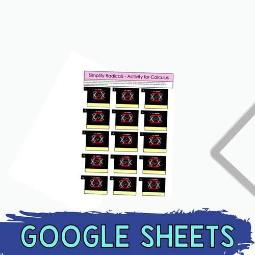 Simplify Radicals - Activity for Calculus | Digital Activity Google™ Sheets