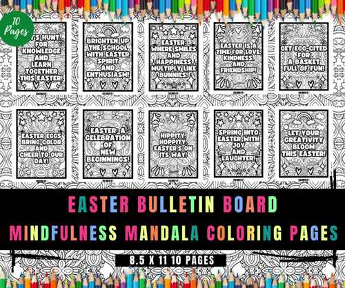 Easter Bulletin Board Ideas Mindfulness Mandala Coloring Sheets, No Prep