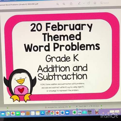Addition and Subtraction Word Problems within 20 | February Themed
