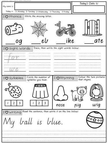 Mornings Made Easy! Kindergarten Morning Work SET THREE for Victoria ...