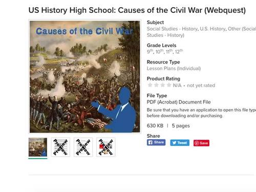 US History High School: Causes of the Civil War (Webquest) | TPT