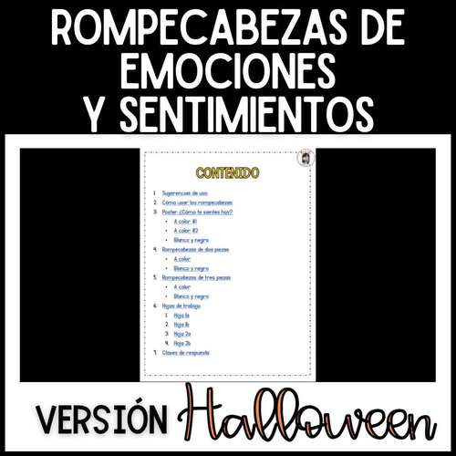 ROMPECABEZAS IMPRIMIBLE EMOCIONES Y SENTIMIENTOS. Versión Halloween ...