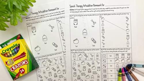 Back to School Themed Speech Therapy Articulation Homework & Practice ...