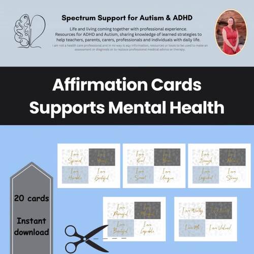 Daily Positive Affirmation Station Anxiety Coping Skills Pastel Blue ...